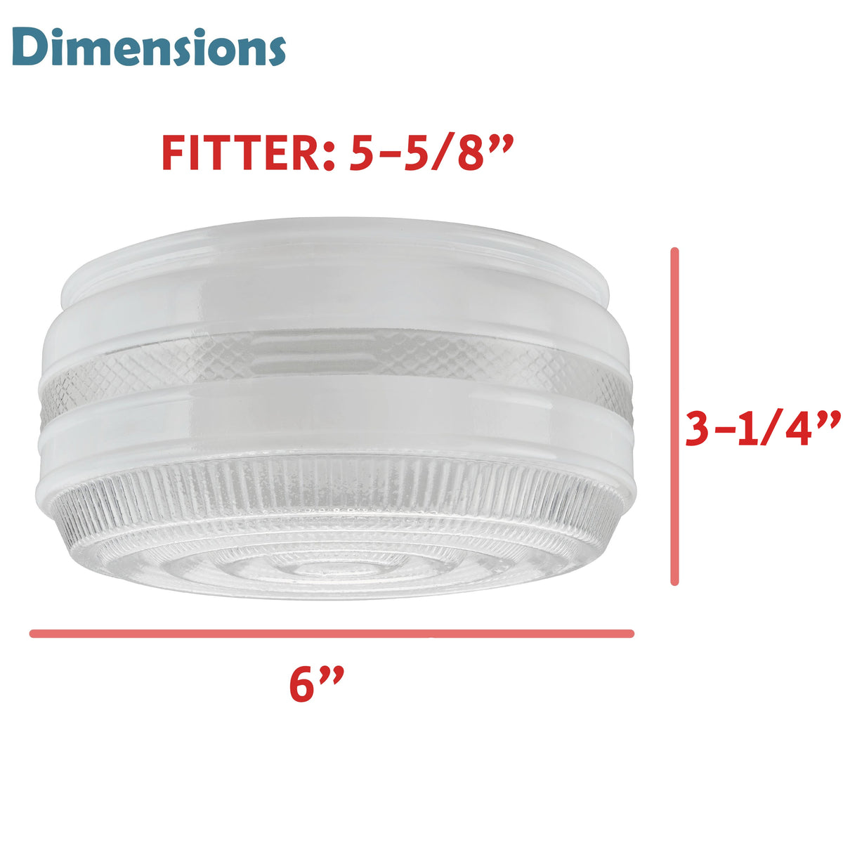 # 23604-01, 6" Clear And White Drum Replacement Glass Shade For Ceilin ...