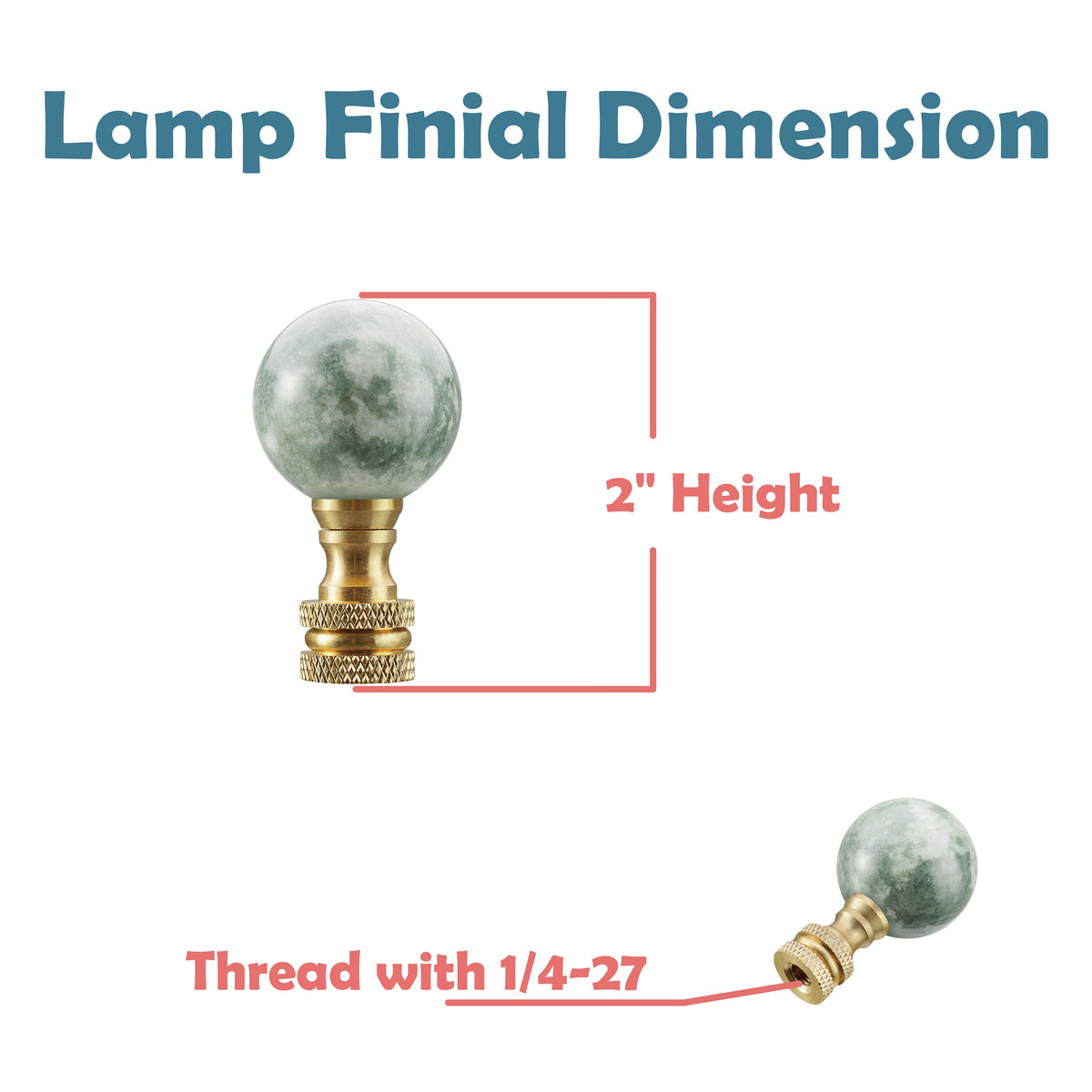 # 24023, 1 Pack, Green Faux Marble Ball Finial with Brass Plated Finis ...