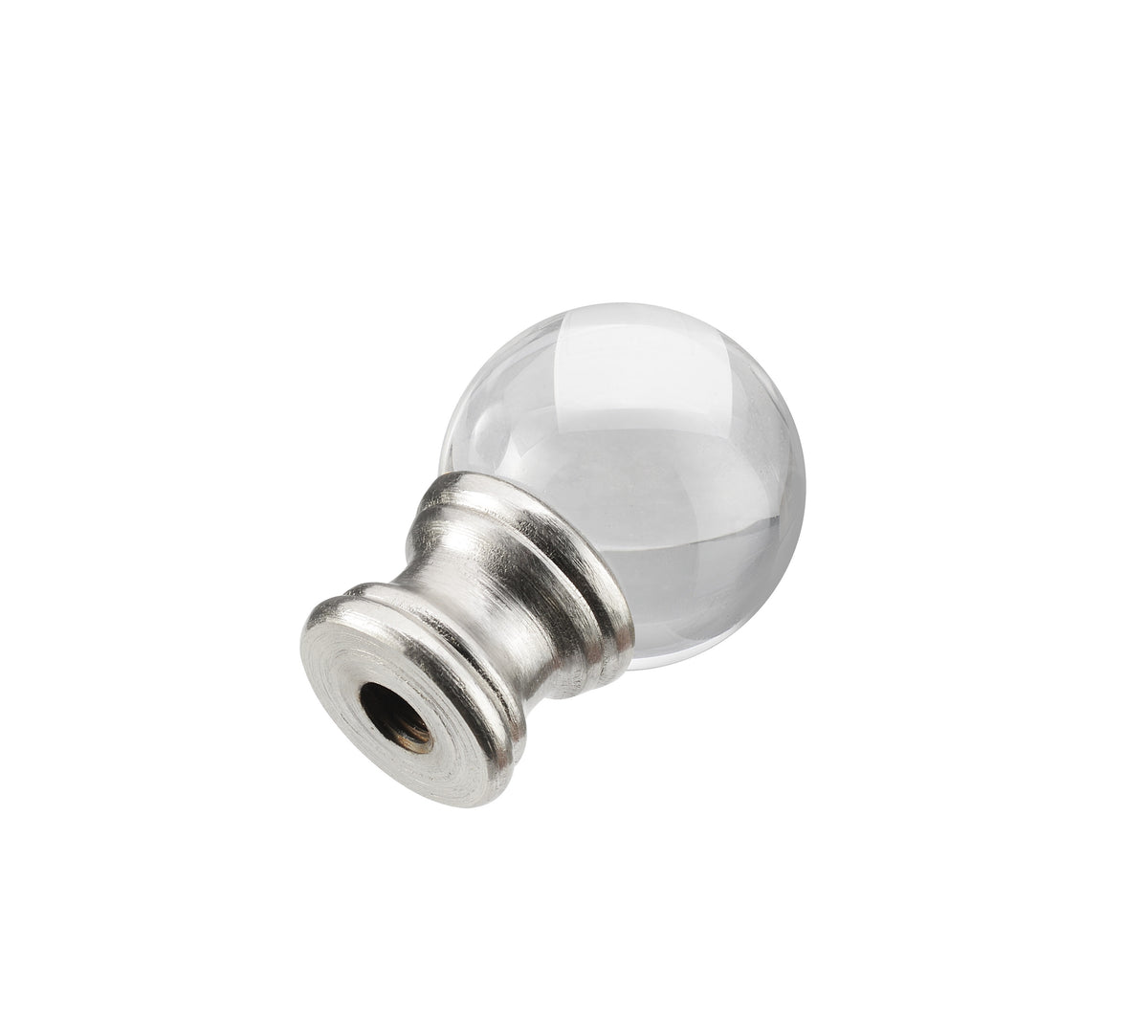 # 24014, 1 Pack Clear Glass Ball Lamp Finial in Nickel Finish, 1 1/2 ...