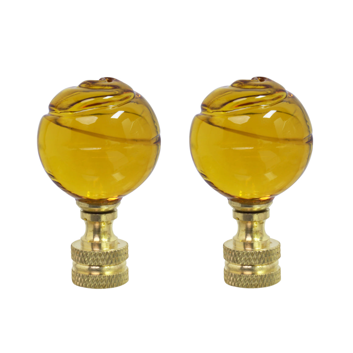 # 24015-12, 2 Pack Yellow Glass Ball Lamp Finial in Solid Brass Finish ...